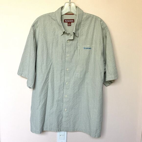 Simms | Shirts | Simms Shirt Mens Large Short Sleeve Button Up Green ...